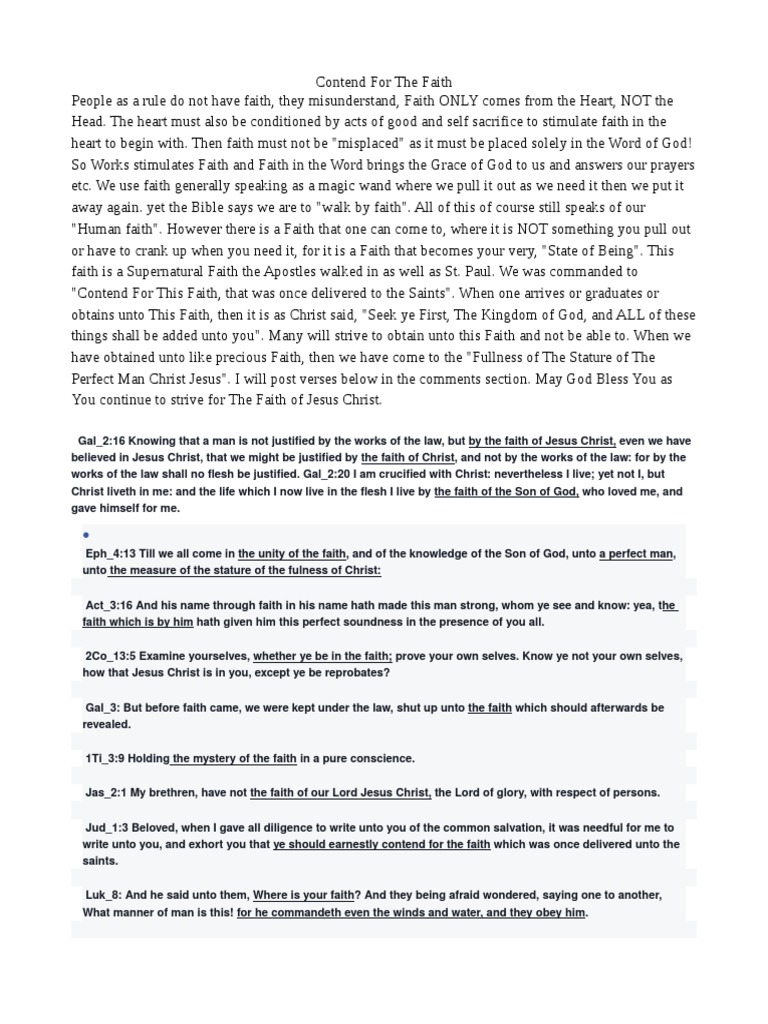 Contending For The Faith | PDF | Faith | Grace In Christianity