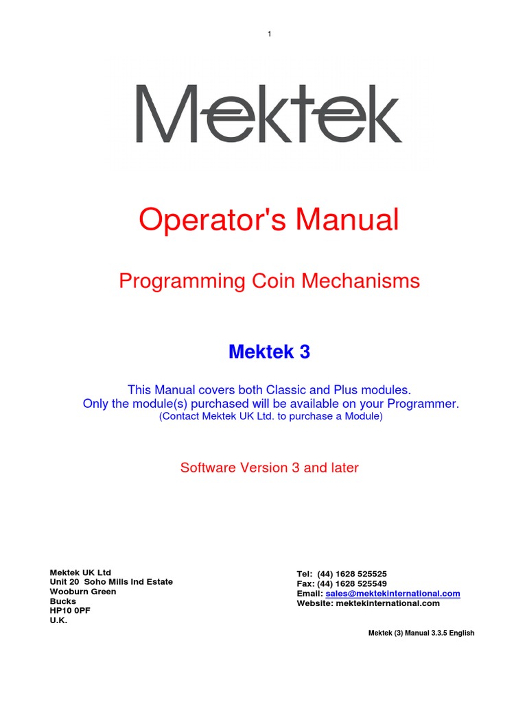 Operator's Manual: Programming Coin Mechanisms | PDF | Electrical ...