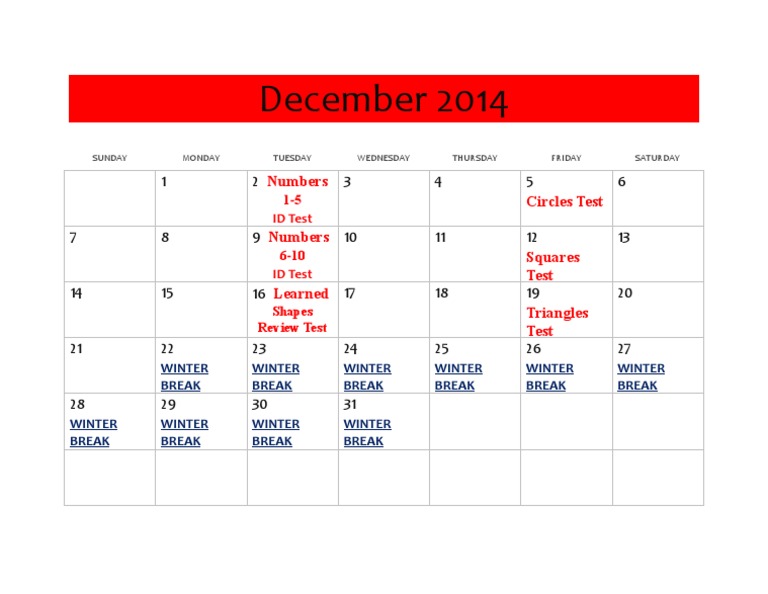 Test Dates Calendar | PDF