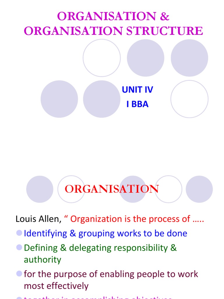 Organisation & Organisation Structure: Unit Iv I Bba | PDF