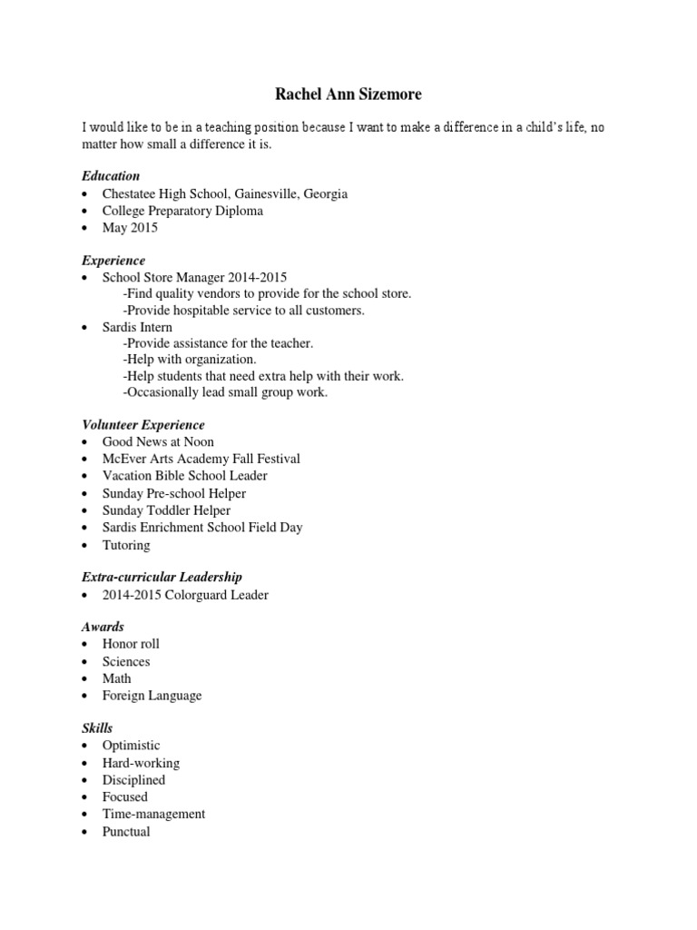 Rachel Ann Sizemore: Education | PDF | Career & Growth
