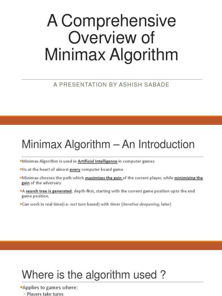 Seminar PPT (Minimax Algorithm) | PDF | Applied Mathematics | Teaching Mathematics
