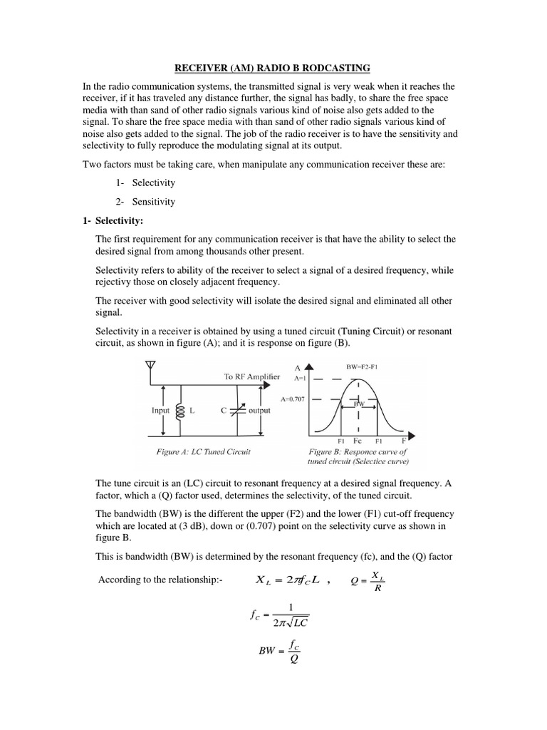 Improve Selectivity and Sensitivity in AM Radio Receivers | PDF ...