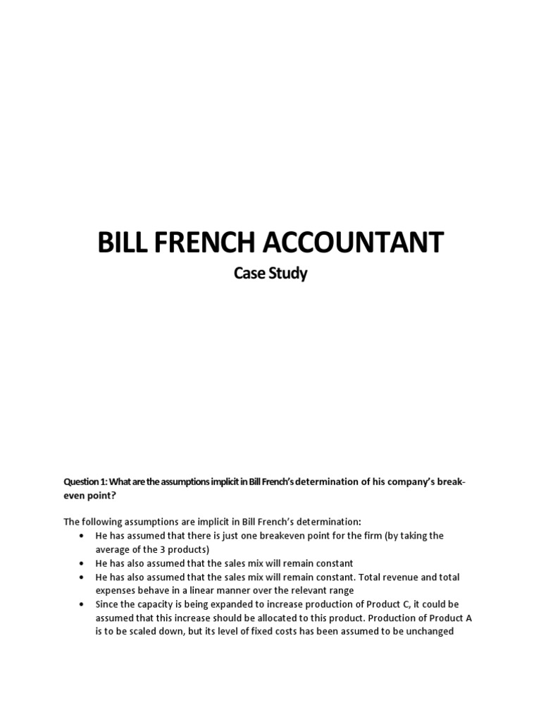 Bill French Accountant: Case Study | PDF | Microeconomics | Marketing