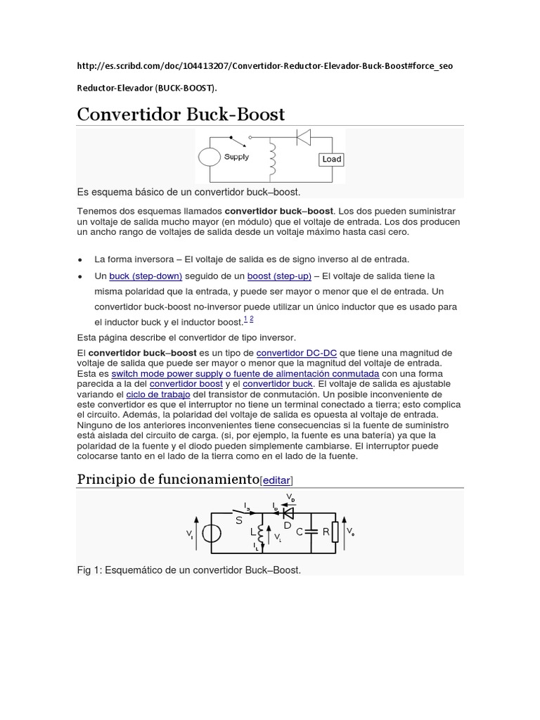 Convertidor Reductor-Elevador (Buck-Boost) | PDF | Electromagnetismo ...