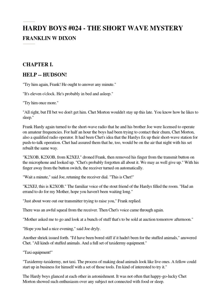 Hardy Boys Mystery Series - 24 | PDF | The Hardy Boys | Radio