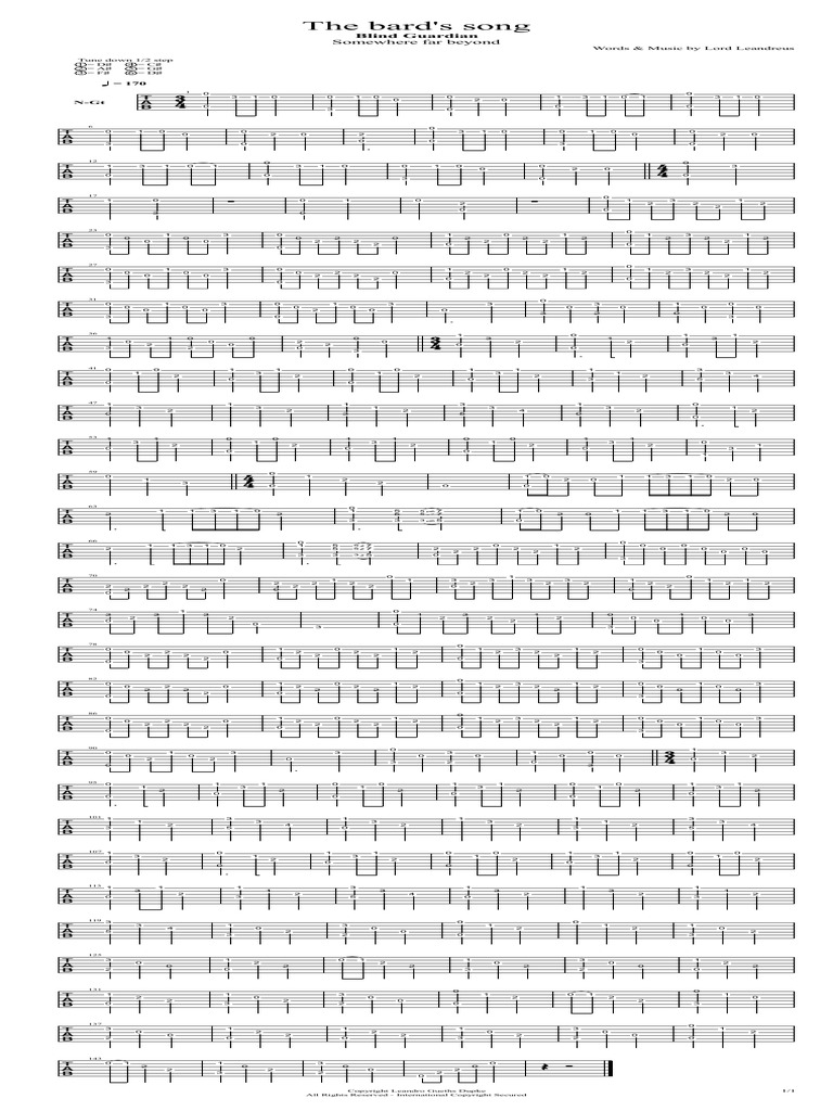 Blind Guardian - The Bard's Song | PDF | Guitar Family Instruments ...