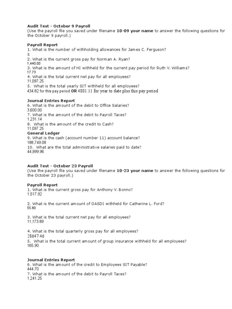 Audit Test 120514 | PDF | Payroll | Payroll Tax