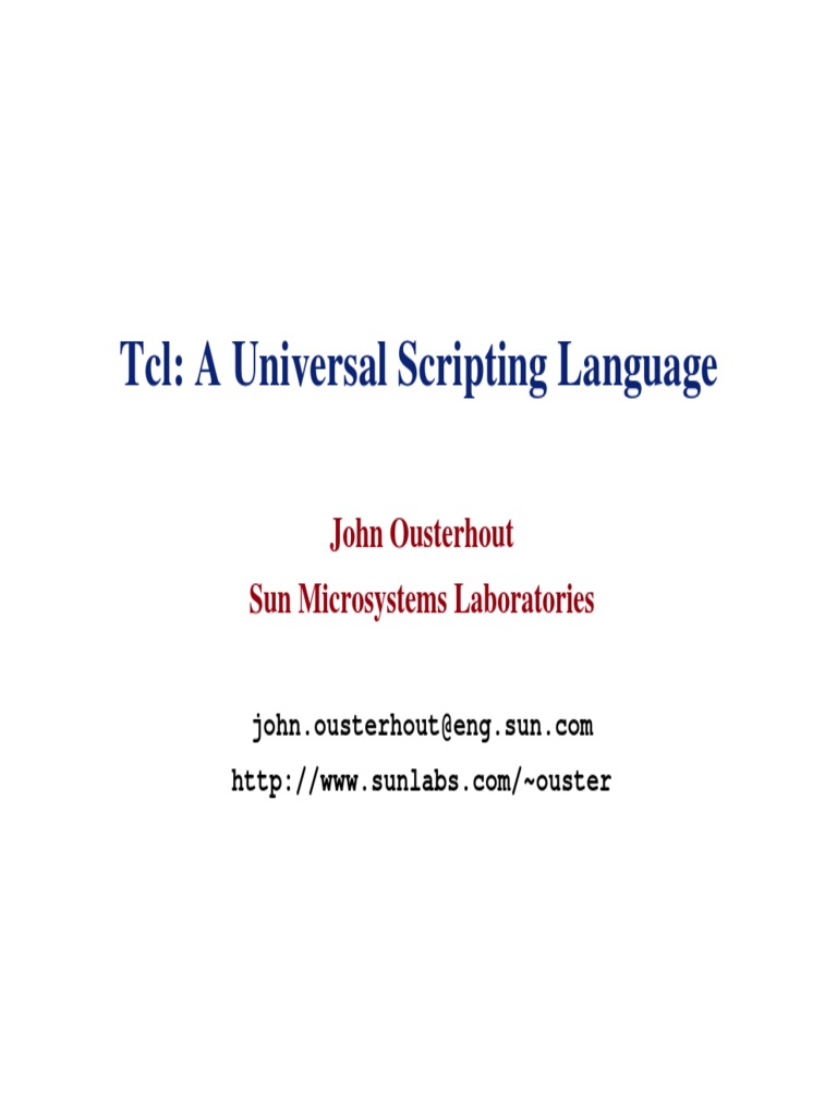 Tcl A Universal Scripting Language Pdf Scripting Language Notation 