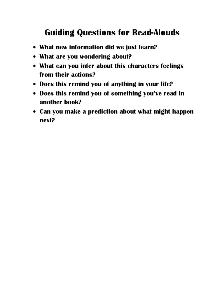 Read-Aloud Discussion Questions | PDF
