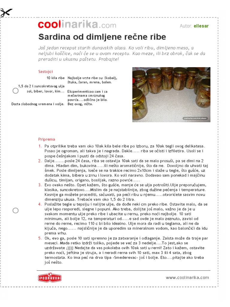 Sardina Od Dimljene Recne Ribe PDF | PDF