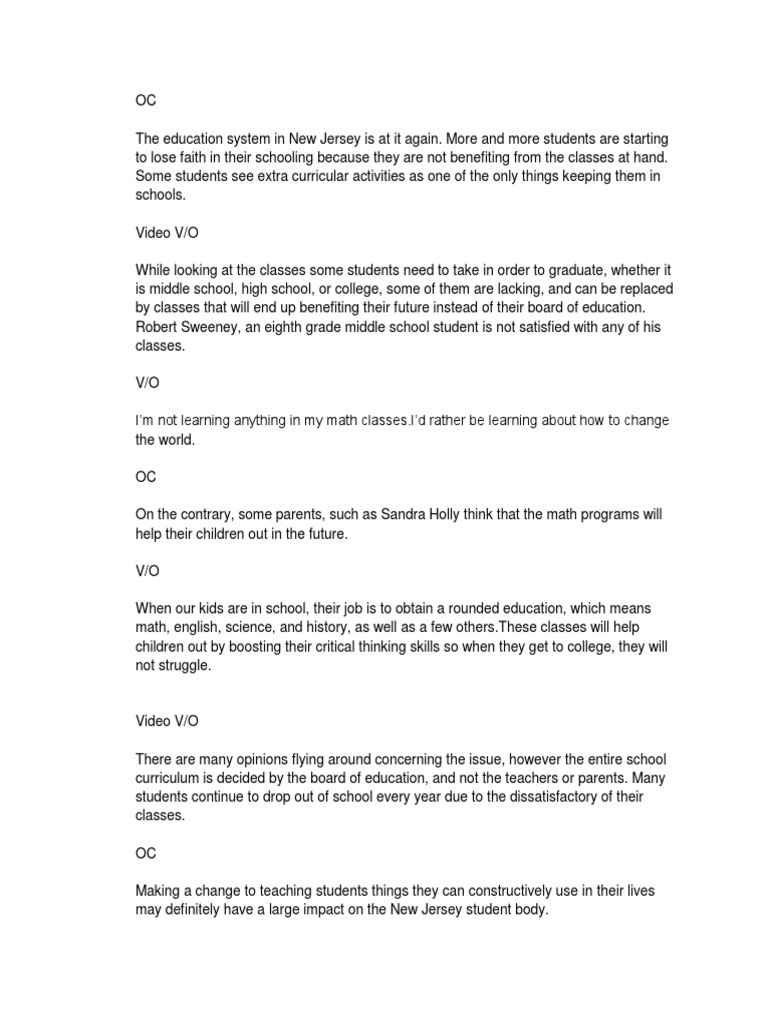 Media Journlism - VO/SOT Script | PDF