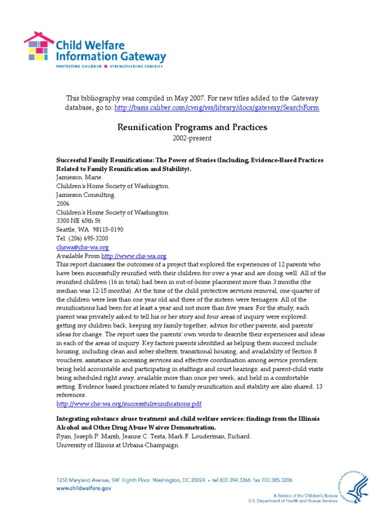 Reunification Programs and Practices | PDF | Psychotherapy | Child Abuse