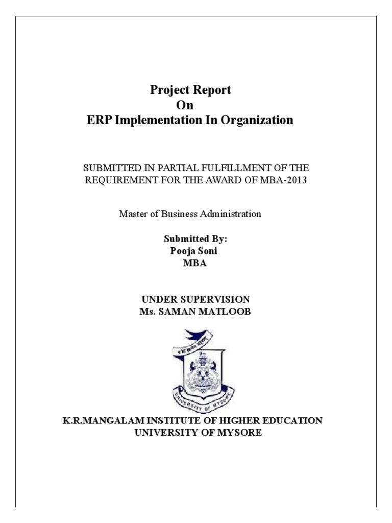 ERP Implementation Project Report | PDF | Business