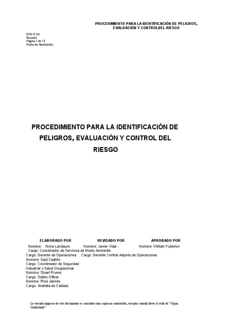 Procedimiento Iper | PDF | Aeropuerto | Riesgo