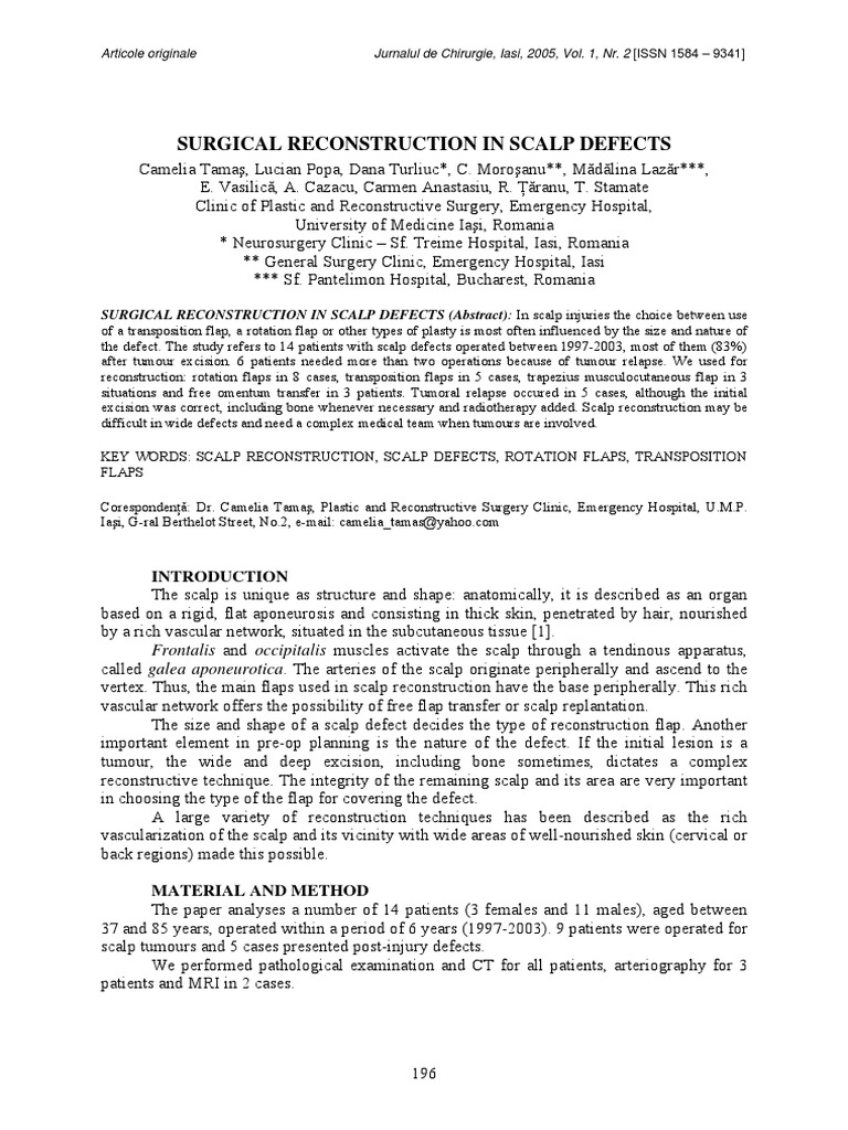 Surgical Reconstruction In Scalp Defects Pdf Medical Specialties Clinical Medicine