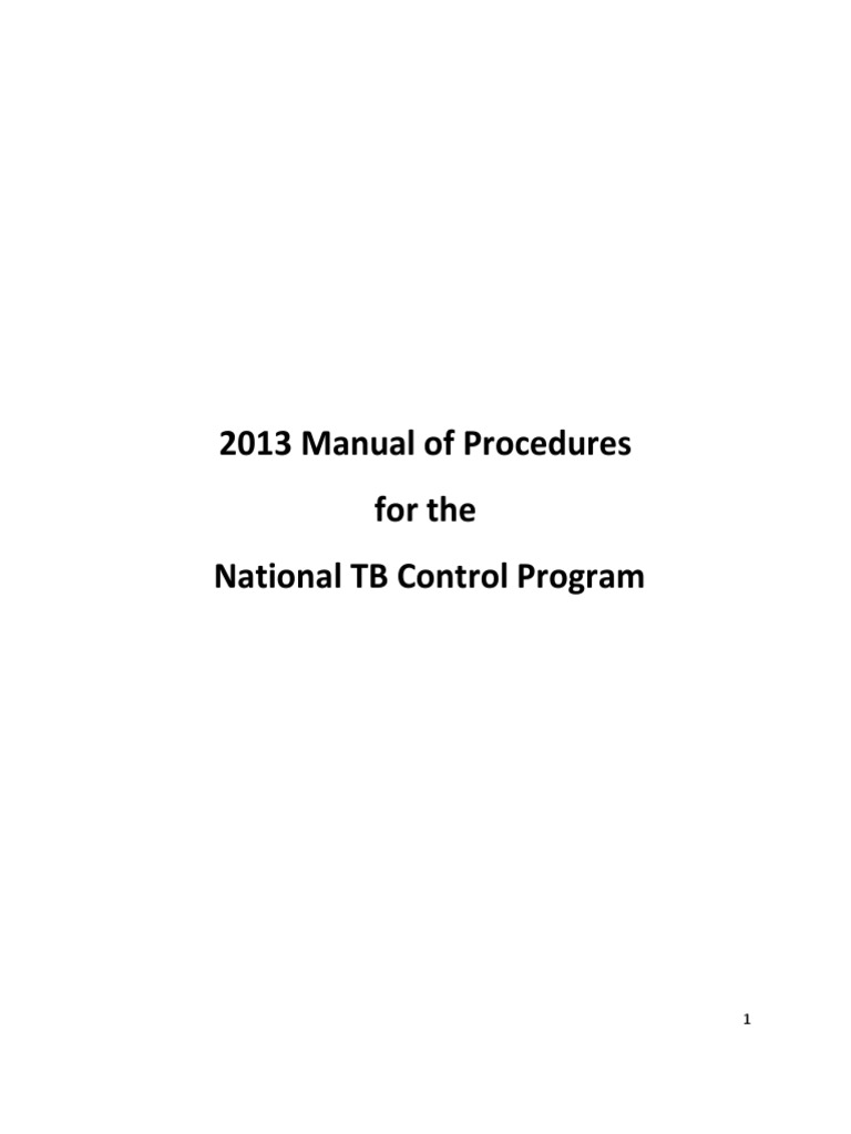 2013 Manual of Procedures For The National TB Control Program | PDF | Tuberculosis | Medical ...