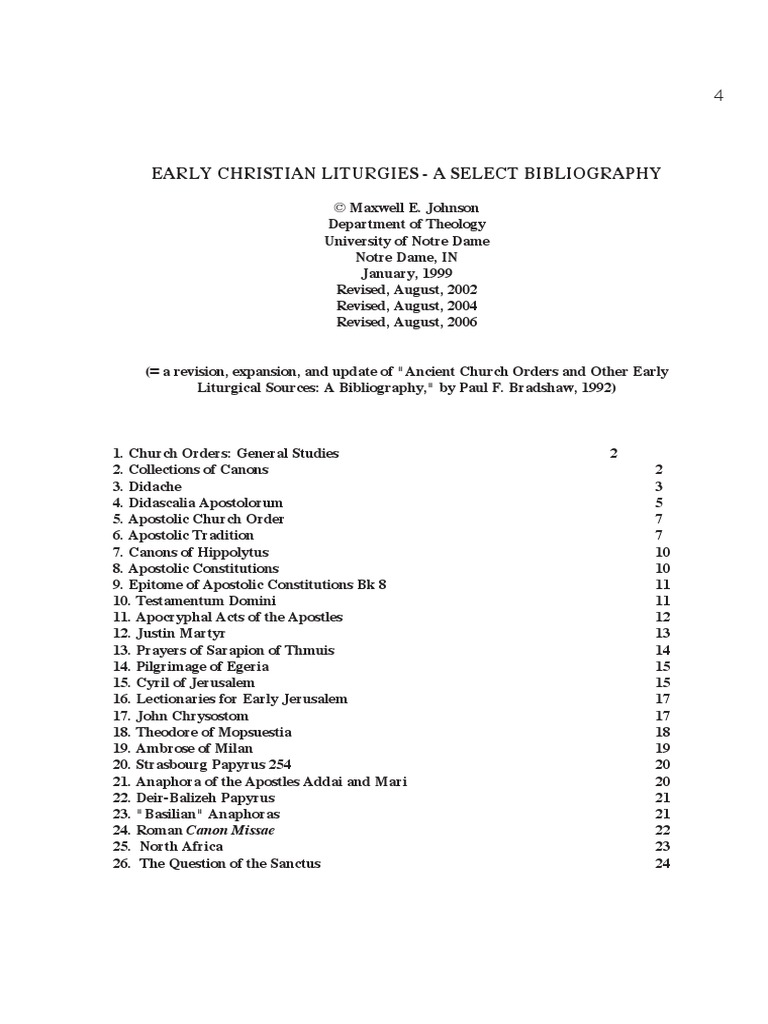 Early Christian Liturgies - A Select Bibliography | PDF | Sacraments ...