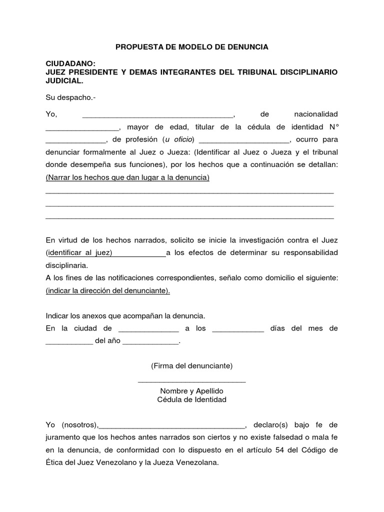 Modelo de Denuncia | PDF