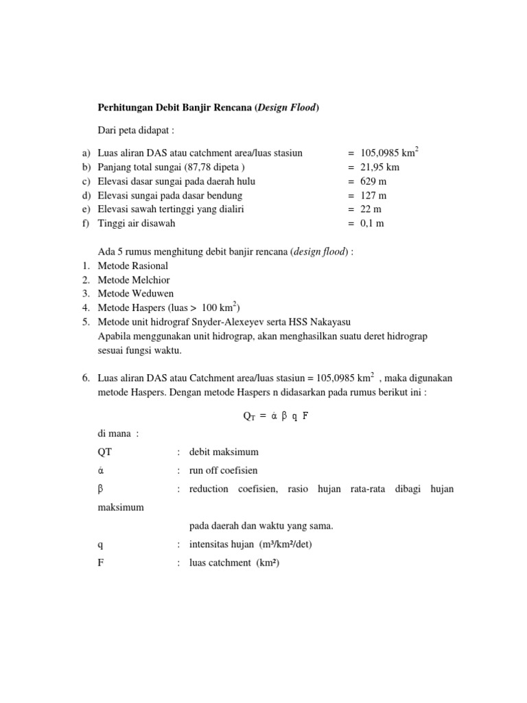 Perhitungan Debit Banjir Rencana | PDF