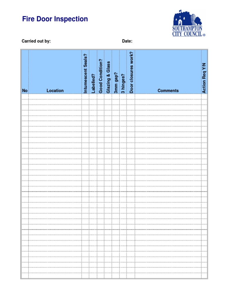 Fire Door Assembly Inspection Checklist | PDF | Door | Building Engineering