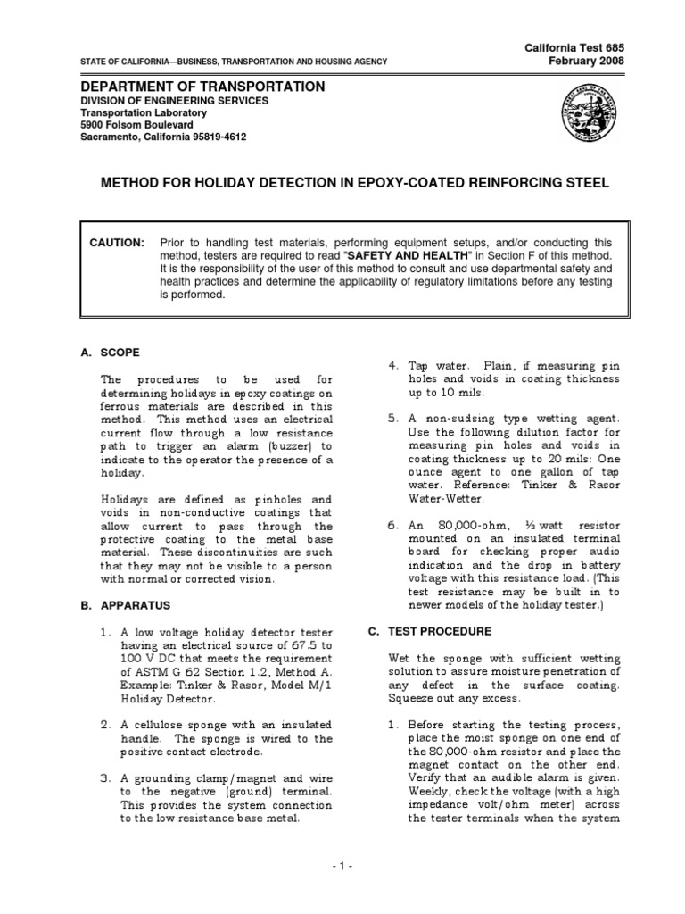 Holiday Testing Procedure | PDF | Resistor | Electrical Resistance And ...