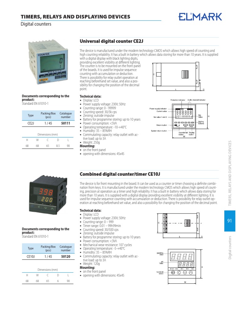 Relee Numaratoare Elmark | PDF | Power Supply | Relay
