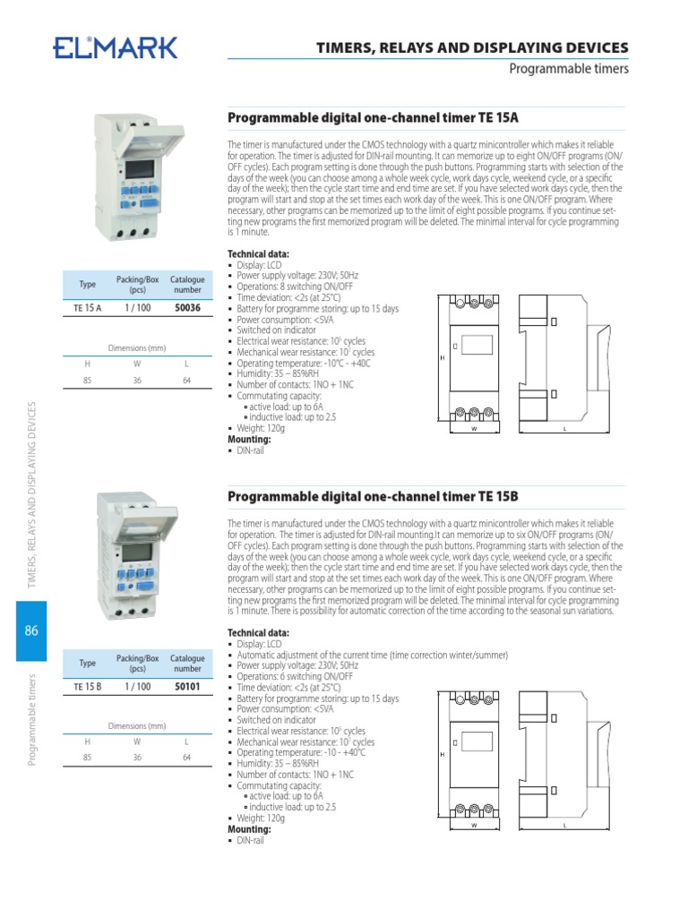 Timer Elmark | PDF | Timer | Relay