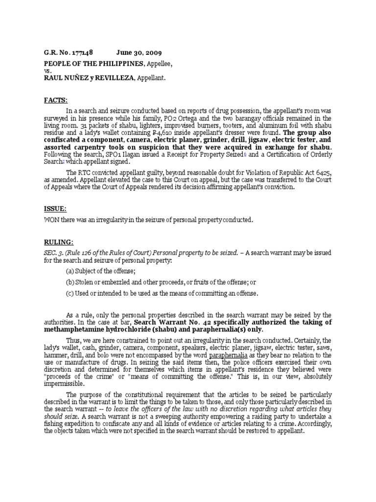 2 People Vs Nunez | PDF | Search And Seizure | Witness