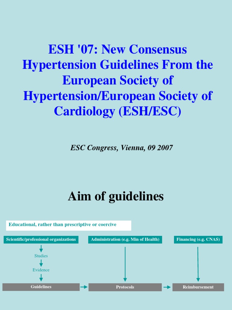 ESH '07: New Consensus Hypertension Guidelines From The European Society of Hypertension ...