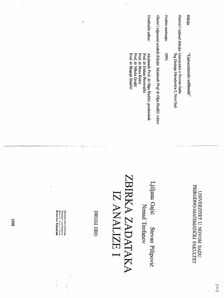 Zbirka Zadataka Iz Analize 2 | PDF