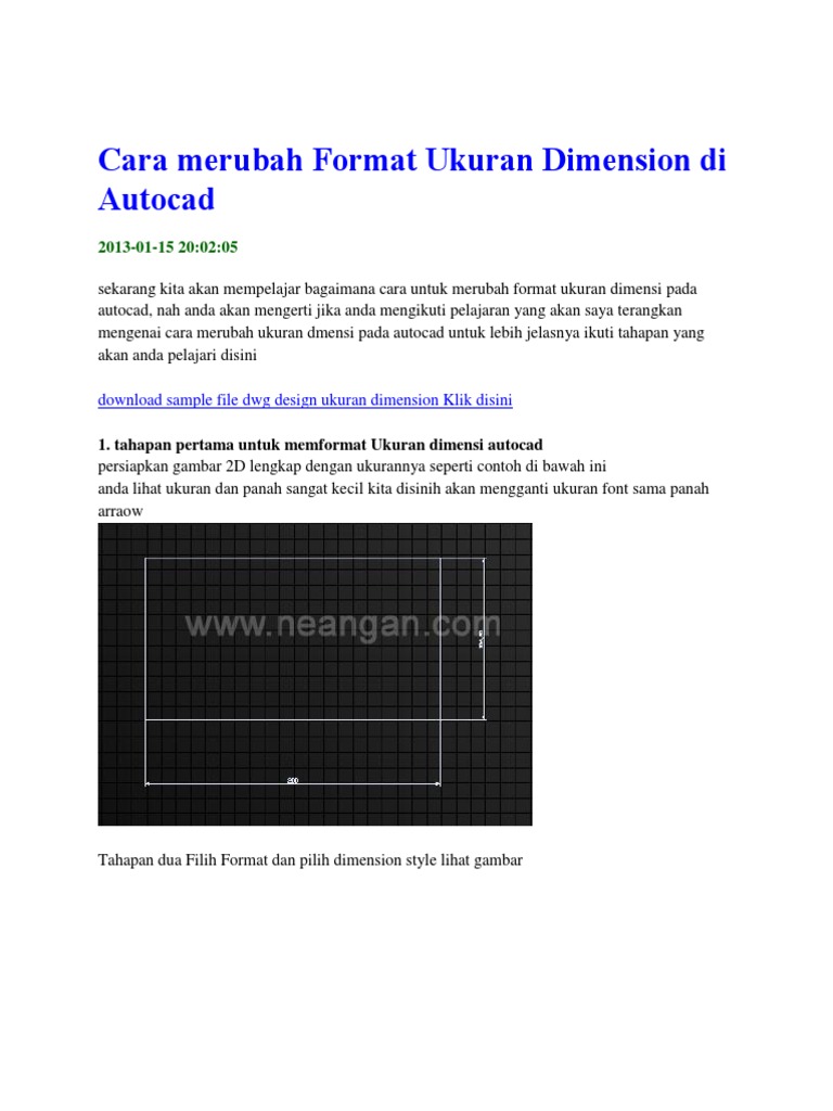 Cara Merubah Format Ukuran Dimension Di Autocad | PDF