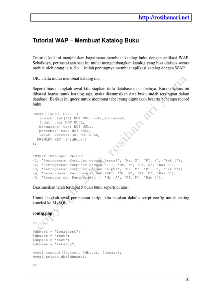 Tutorial WAP - Membuat Katalog Buku | PDF | Karier & Perkembangan | Seni