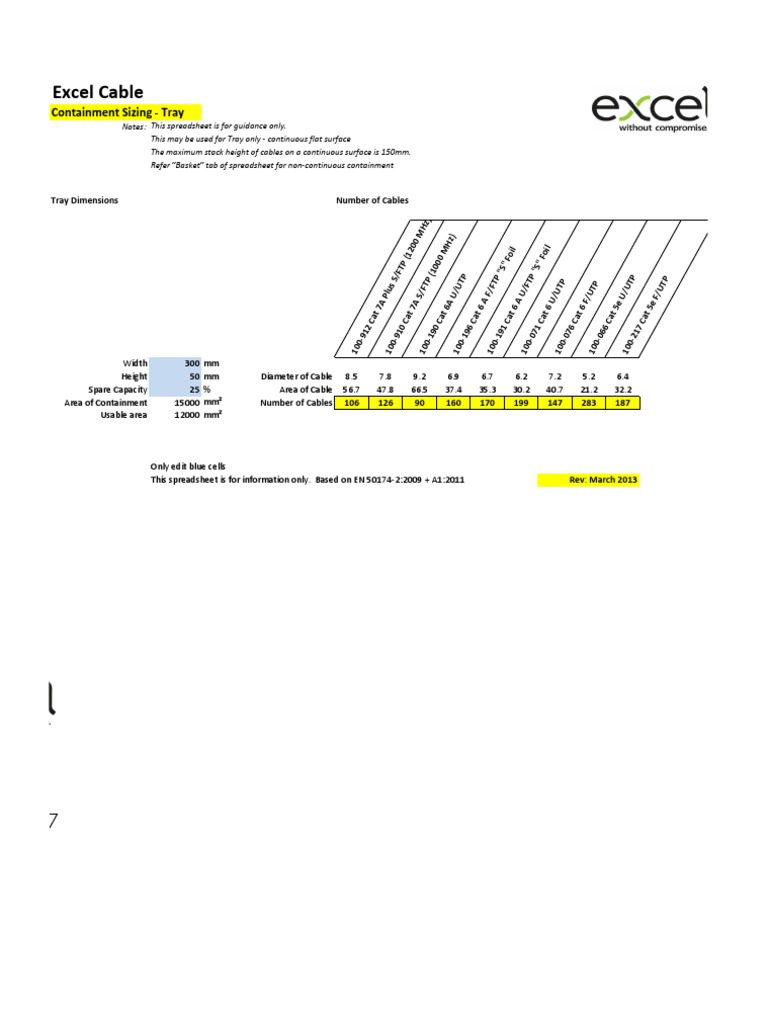 Excel Containment Sizing | PDF | Mains Electricity | Cable