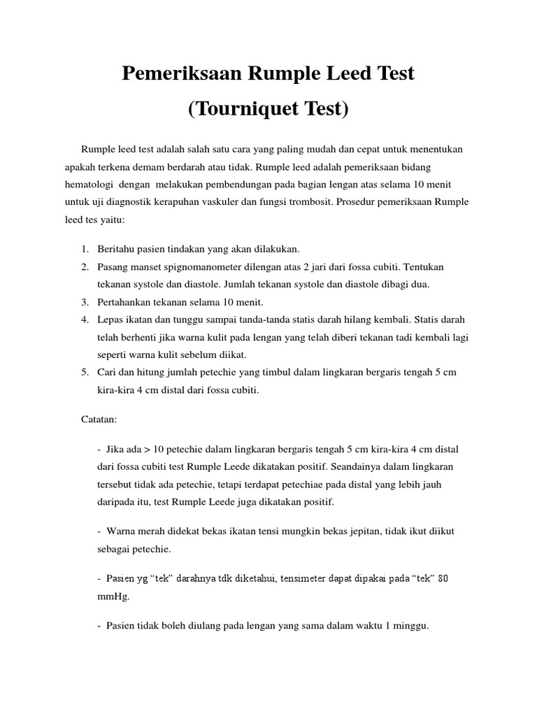 Pemeriksaan Rumple Leed Test | PDF