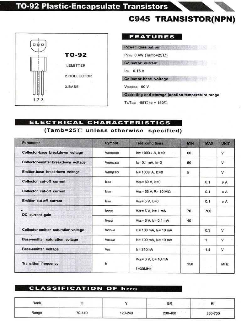C945 Transistor | PDF