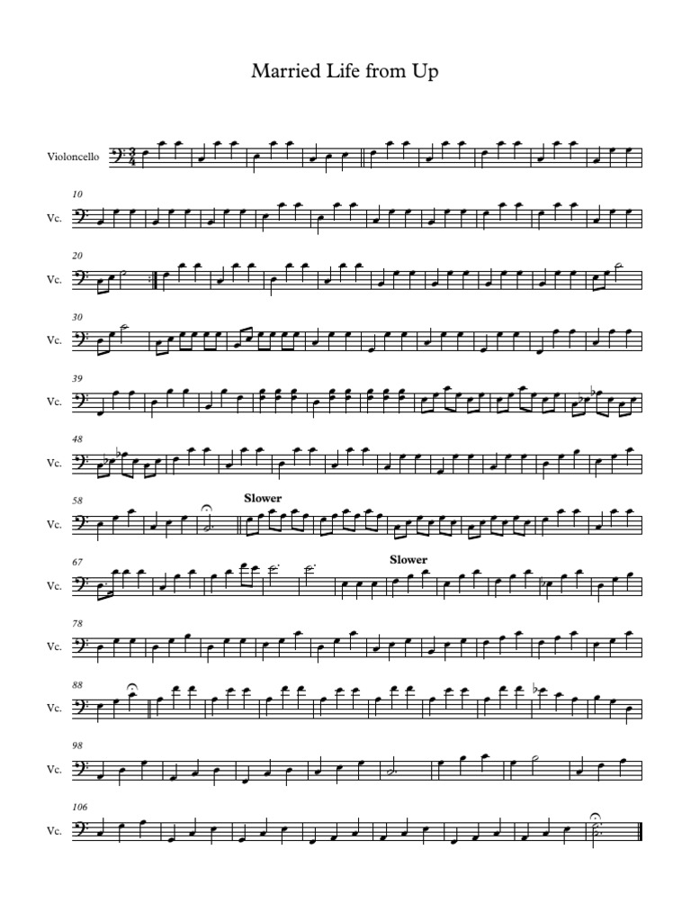 Up Married Life Cello Part - Full Score | PDF