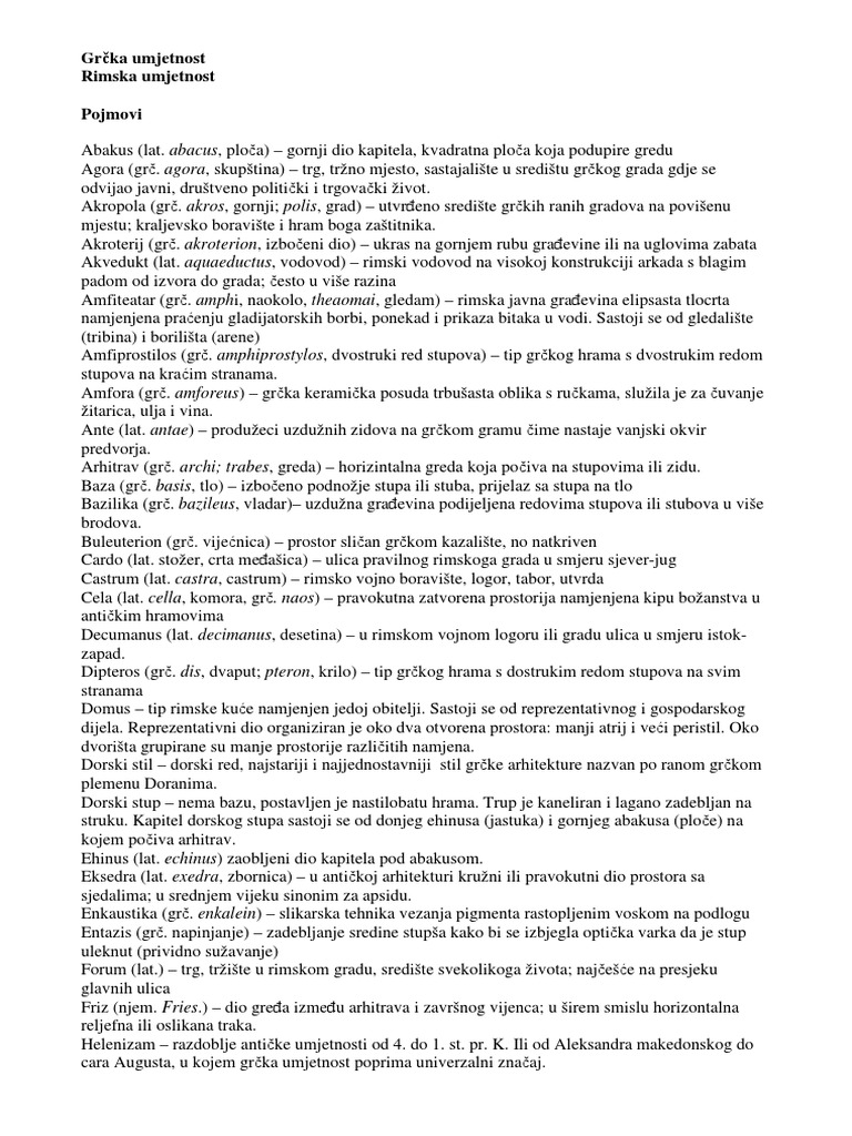 Grcka I Rim-Pojmovi | PDF