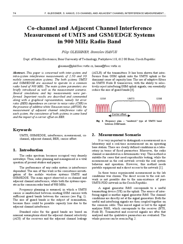 Co-Channel and Adjacent Channel Interference Measurement of UMTS | PDF