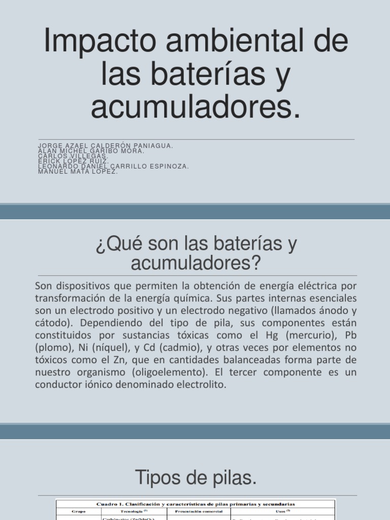 Impacto Ambiental de Las Baterías y Acumuladores | PDF | Mercurio ...