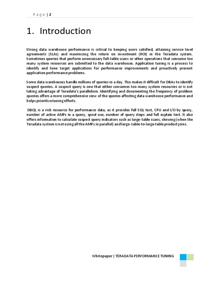 Teradata Performance Tuning | PDF | Database Index | Sql