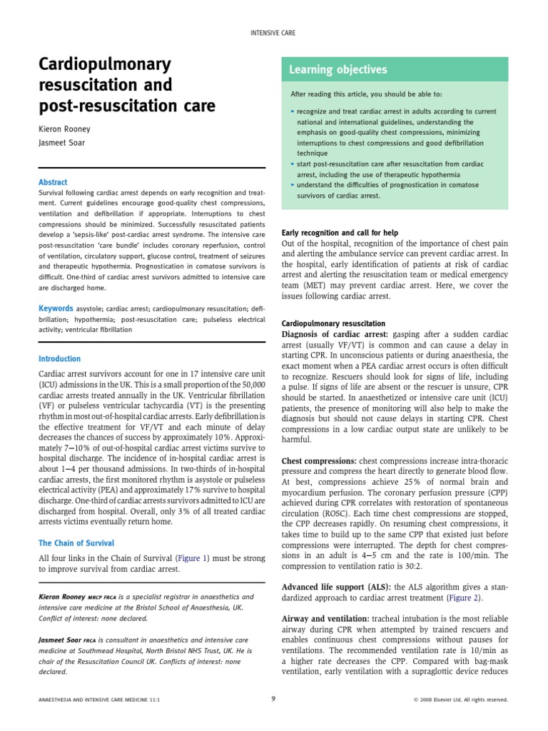 Post Resuscitation Care | PDF | Cardiopulmonary Resuscitation | Cardiac ...