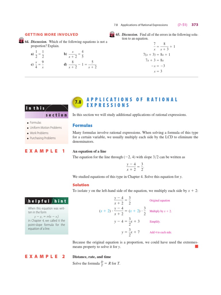Application of Rational Algebraic Expressions | PDF | Equations | Transport