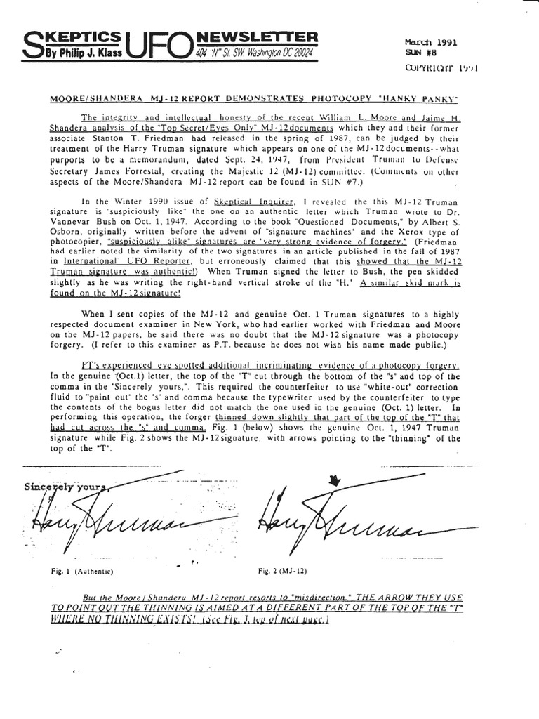 Skeptics analyze authenticity of MJ-12 documents on UFO coverup | PDF ...