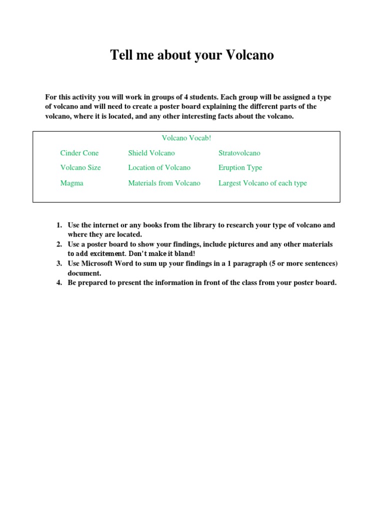 Volcano Research Project Guidelines | PDF