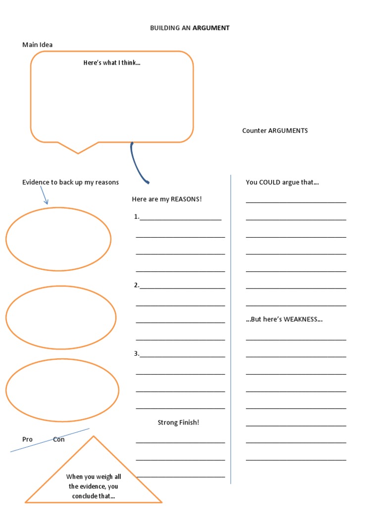 Building An Argument Graphic Organizer | PDF
