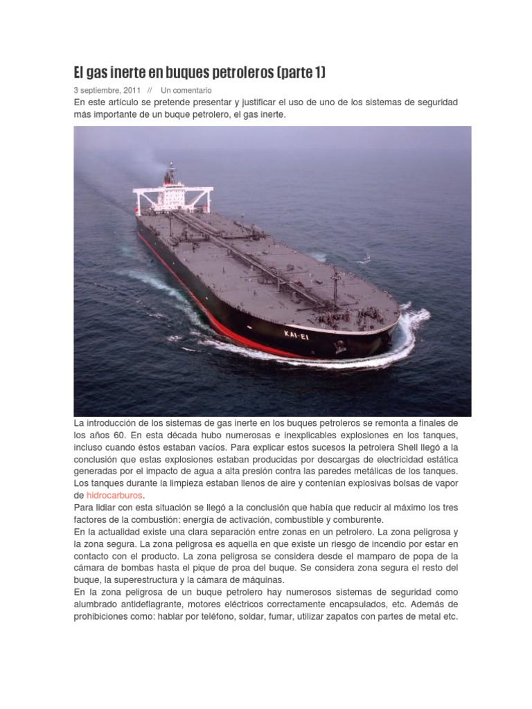 El Gas Inerte en Buques Petroleros | PDF | Tanques | Gases