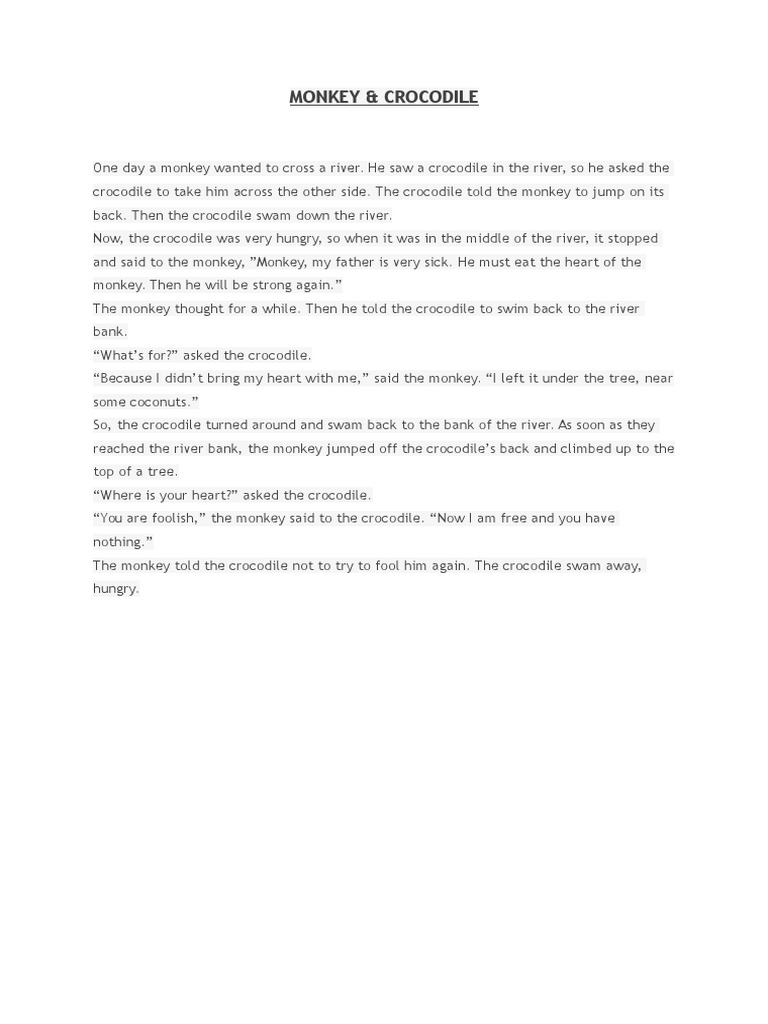 One Day A Monkey Wanted To Cross A River | PDF | Religion ...