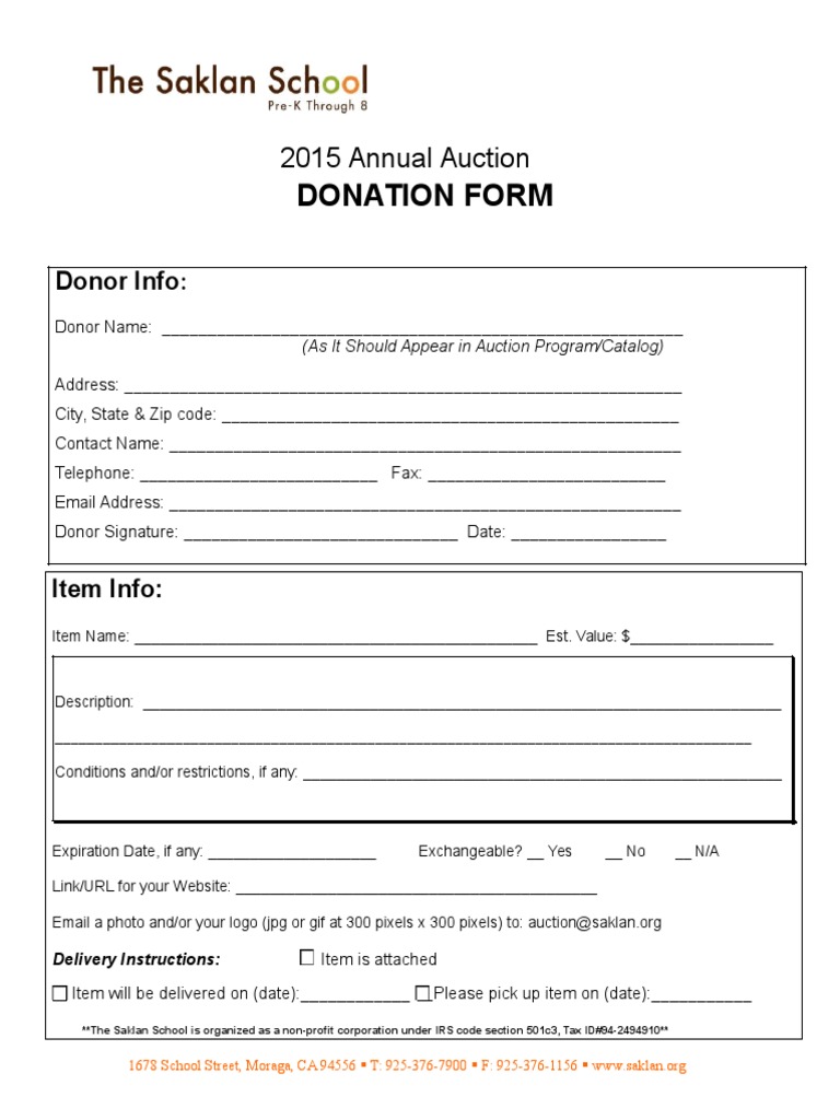 2015 Donor Form | PDF | Finance & Money Management