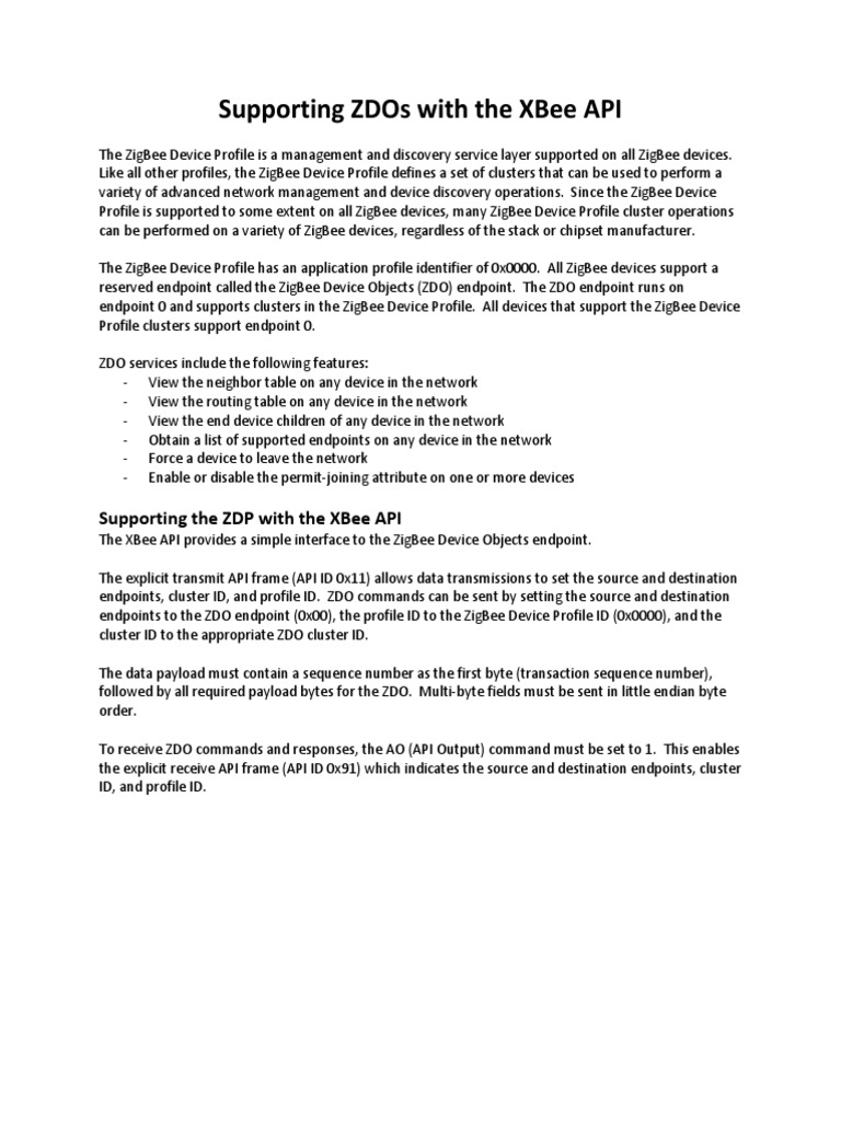 APP NOTE XBee ZigBee Device Profile | PDF | Transmission Control ...
